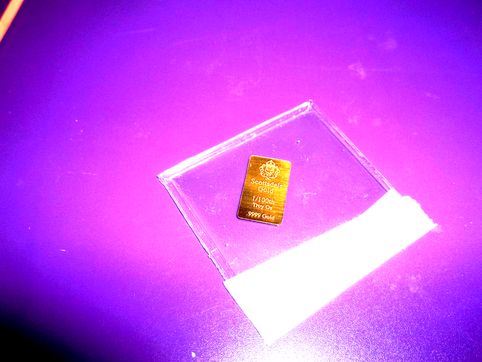 24K GOLD BAR 1/100TH TROY OZ .9999 PURE GOLD PREPPER TINY BAR | eBay