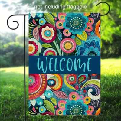 *NEW* ~ BEAUTIFUL ~ FLORAL PAISLEY WELCOME GARDEN FLAG ~ 12 X 18 ...