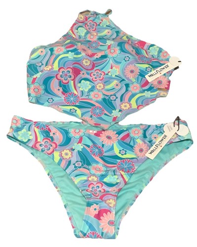 Wallflower Floral Swirl Pastel Multicolor Floral Bikini Set Swimsuit ...