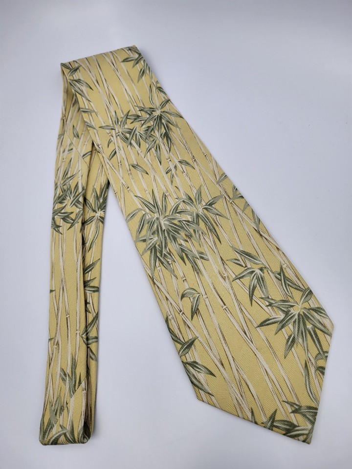 Tommy Bahama Silk Tie Yellow Green Trees Island Men Necktie Wide 59 x 4 ...