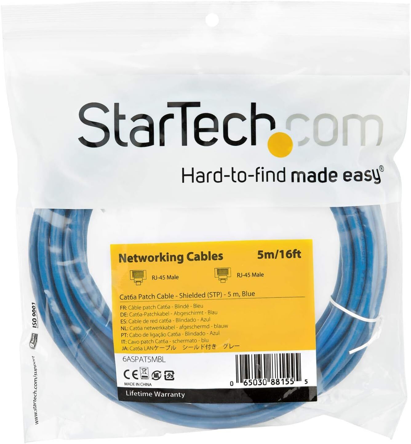 StarTech.com 5 m CAT6a Ethernet Cable - 10 Gigabit Shielded Snagless ...