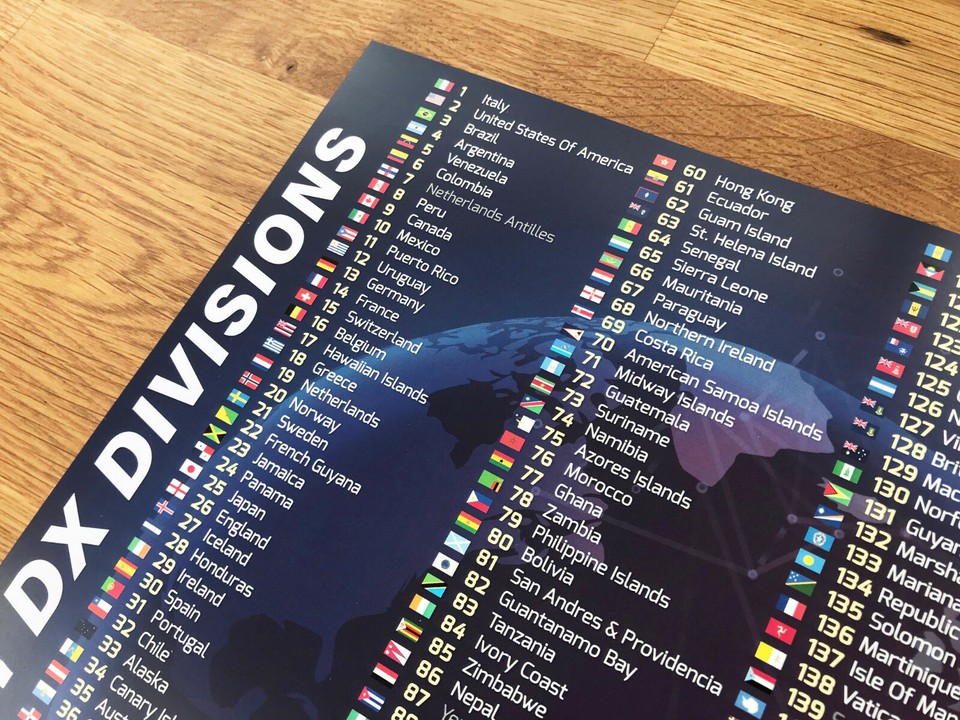 11 Meter CB DX Divisions Chart - Printed Poster A3 - Prefix Map SSB ...