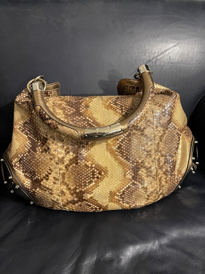 Rare Gucci Python Bag Vintage Limited Ed. 2006 Pitone Reticolato Bamboo Fringe | eBay