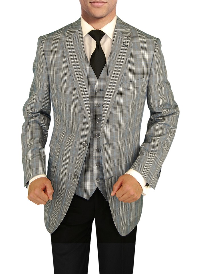 DTI BB Signature Italian Mens Vested Wool Suit 3 Piece Extra Pant Total ...