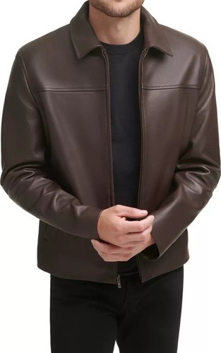 Cole Haan Men Java Smooth Lambskin Leather Collared Jacket Size XL New ...