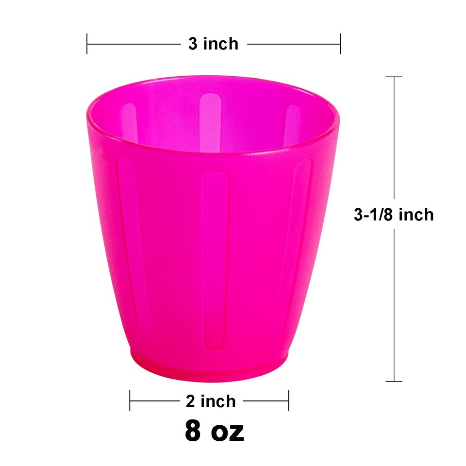 8 oz Kids Cups, Set of 20 Multicolor Plastic BPA Free Dishwasher Safe ...