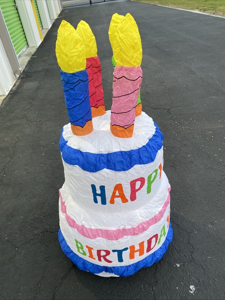 Happy Birthday Cake Air blown Inflatable 4’ Tall Blow Up Works See ...
