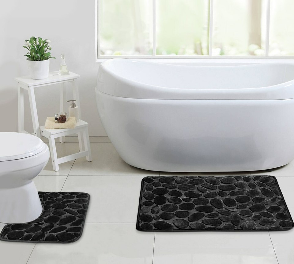 2 Teilig Badteppich Badvorleger Set Badvorleger Teppiche Badematte ...