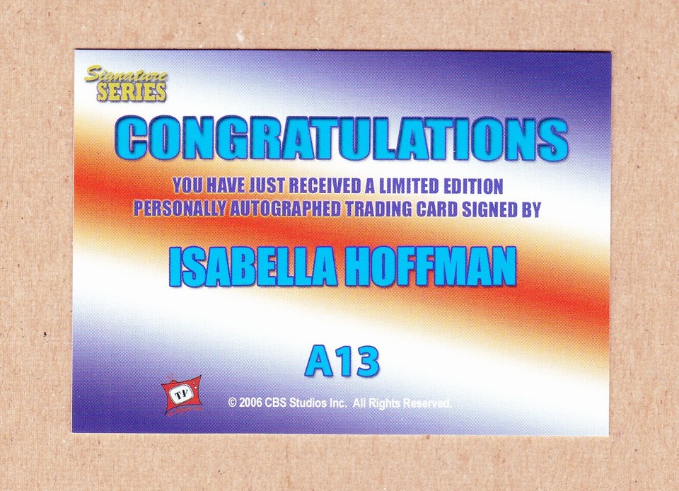 Isabella Hoffman signed 2006 TK Legacy JAG Premiere Edition Autograph ...