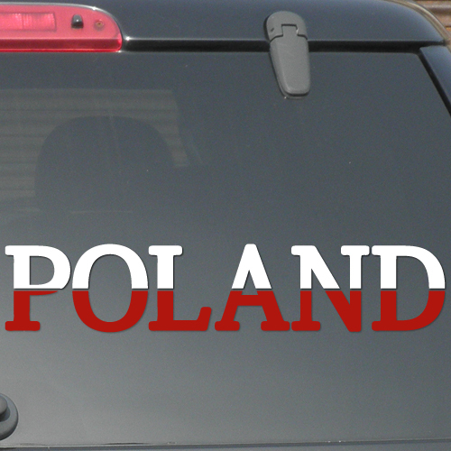 POLAND TWO COLOR COUNTRY NAME PROUD POLISH FLAG VINYL DECAL STICKER (P ...