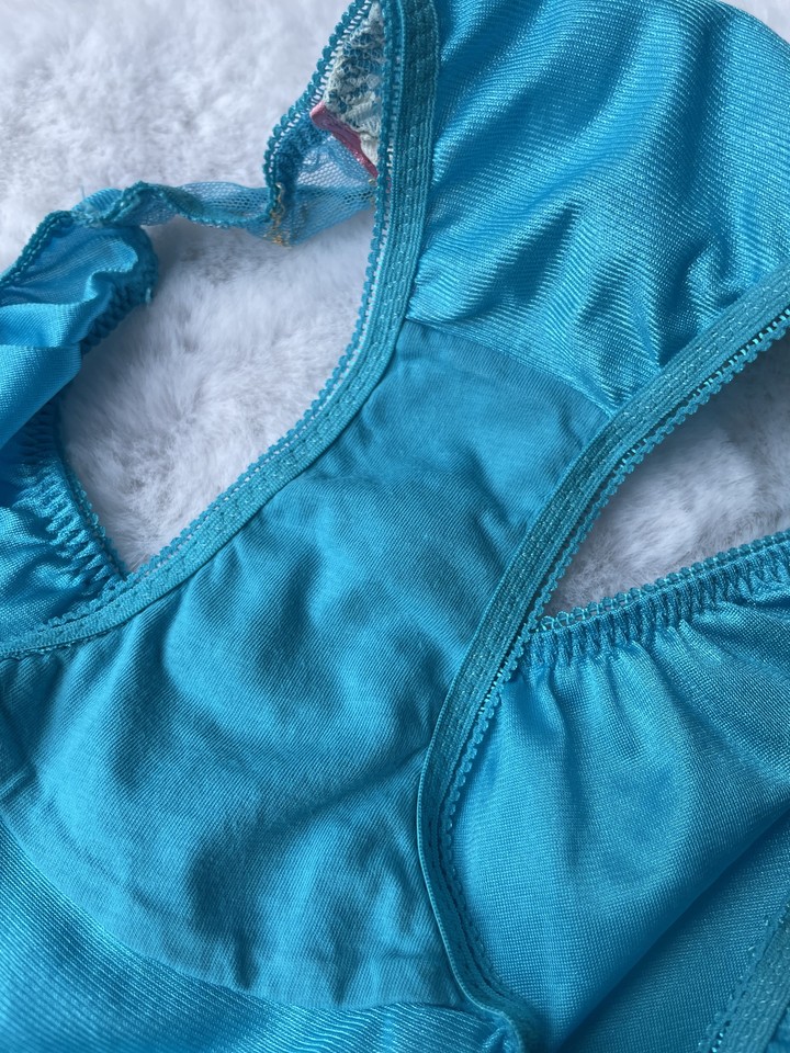 Vintage Shiny Blue Nylon Panty Slippery Floral Lace Sissy Bikini SZ.5 Hip 34-36" | eBay