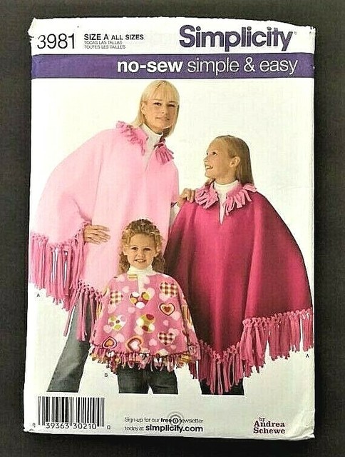 Uncut Simplicity Andrea Schewe Misses Child Girl Easy No-sew Poncho ...