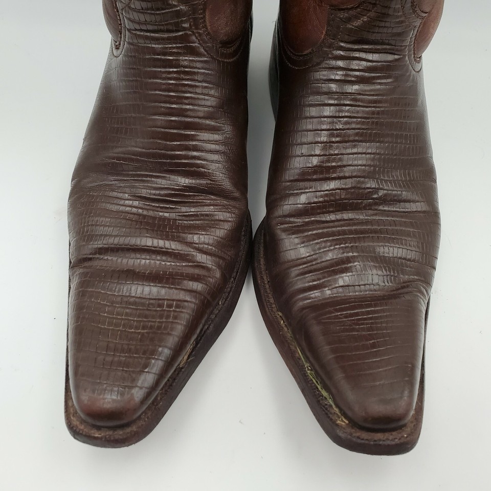 Rudel Western Cowboy Brown Pig Skin Leather Boots Mens Size 7 EE | eBay