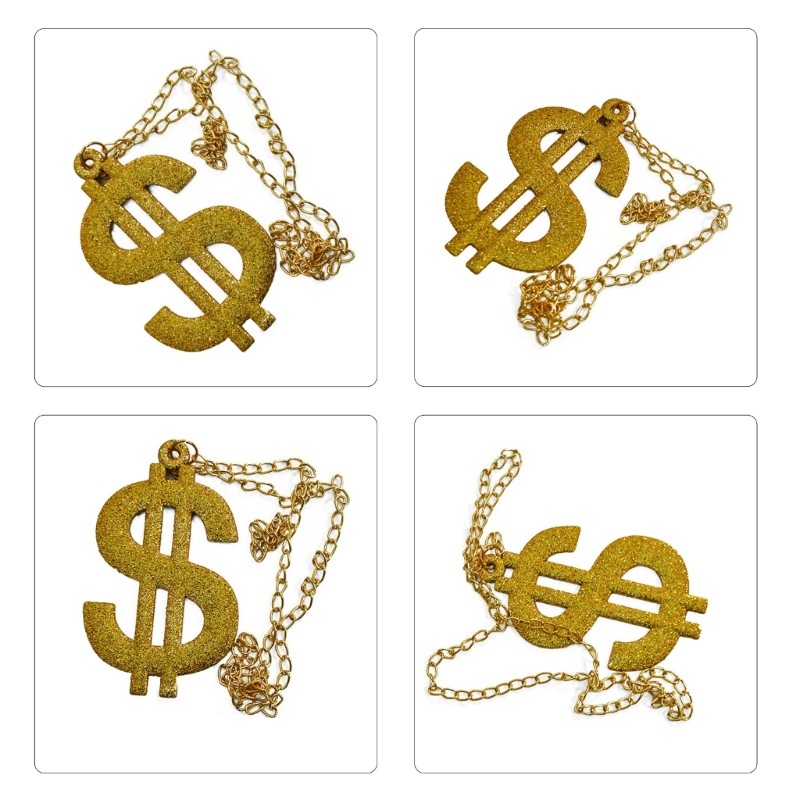 Golden Chain Dollars Sign Necklace Pendant Golden Necklace Rapper Chain ...