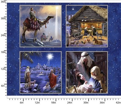 Christmas Nativity Scenes Fabric 35"X44" Panel Adore Him Cotton by 3 ...
