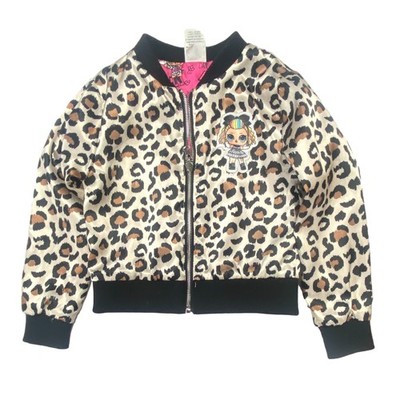 LOL Surprise Girls Reversible Pink Satin Jacket Leopard Print Coat XS 4 ...