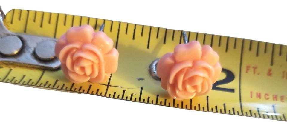 Peach Rose Pink Earrings. Post. Pierced. Lobe. | eBay