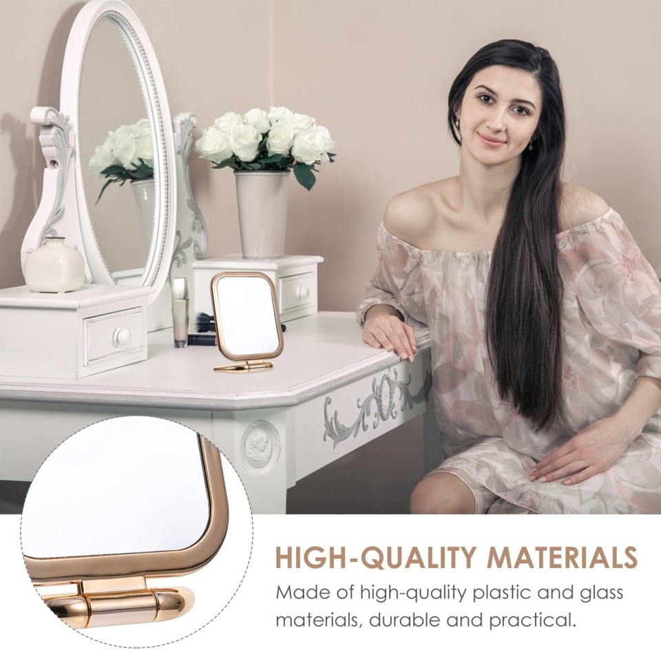 Small Mirror Stand Magnifying Makeup Folding Hand Double Sided ...