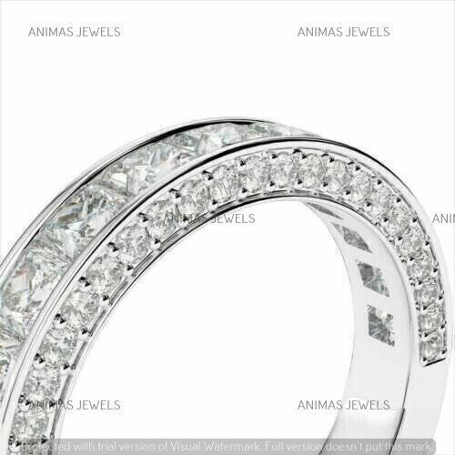 3ct Princess Cut Lab-Created Diamond Eternity Wedding Ring 14K White ...
