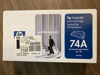 NEW HP LaserJet 74A Black Microfine Print Toner Cartridge 92274A 4L 4P ...