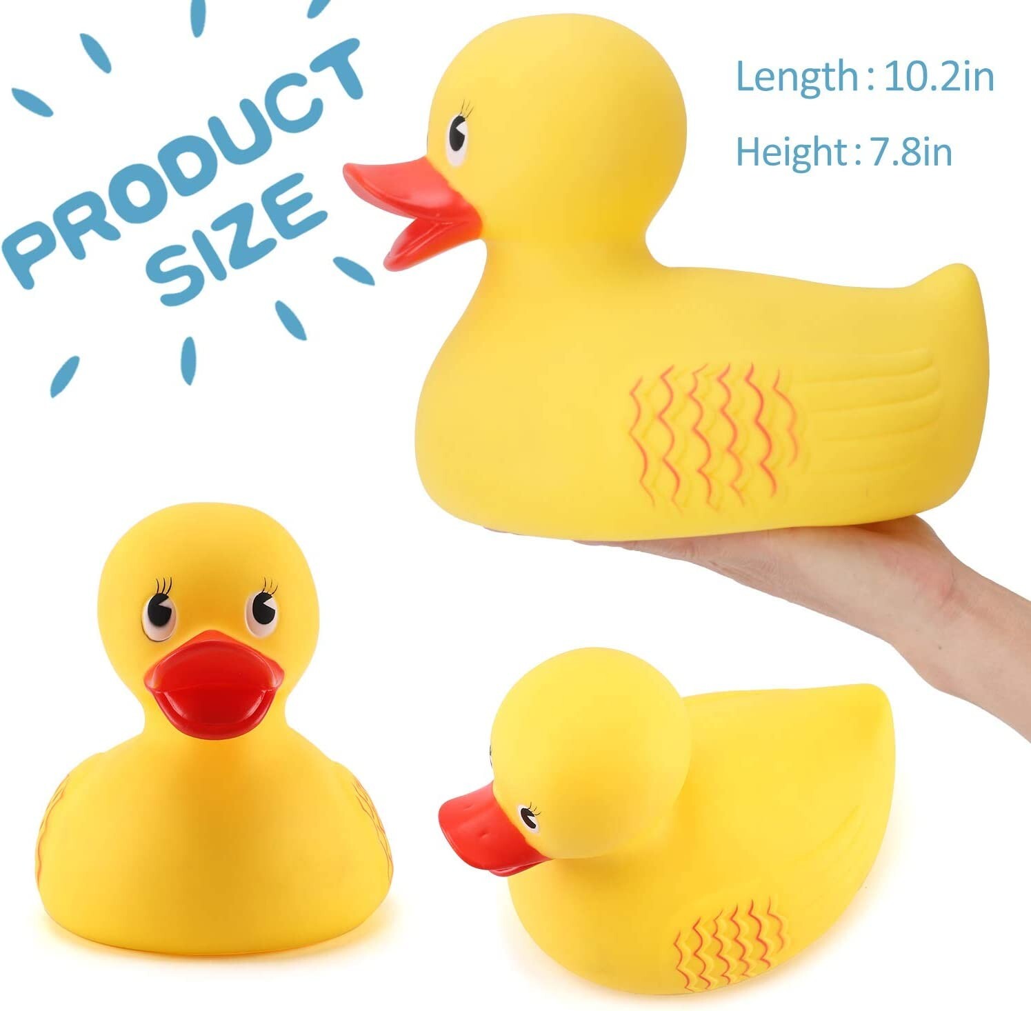 Jumbo Squeaky Rubber Ducky 10.5" - Bath Pool Child Kid Baby Play Duck ...