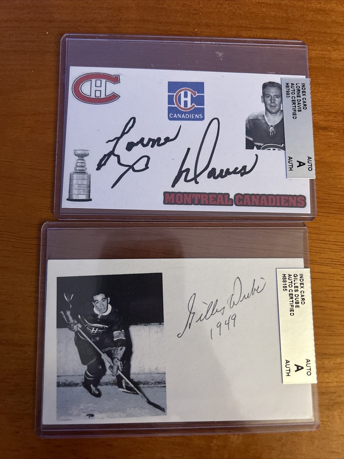 Lorne Davis Gilles Dube Autograph Index Cards Montreal | eBay