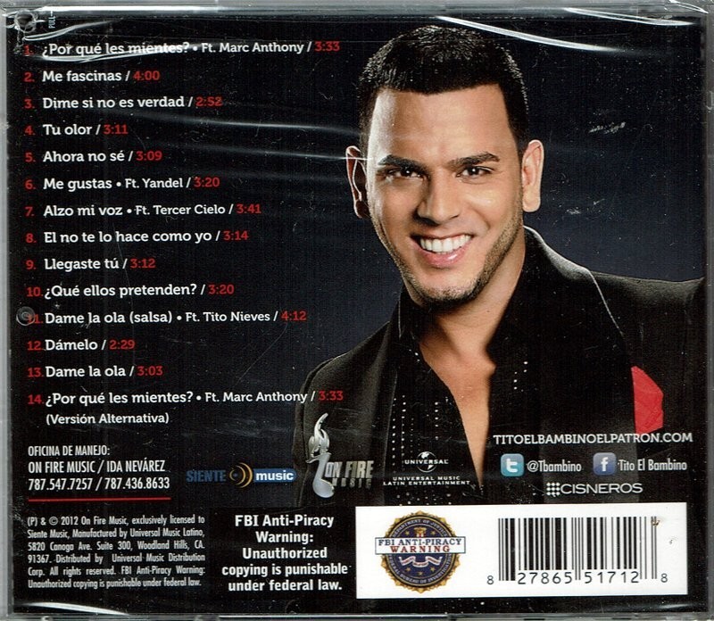 Tito El Bambino Invicto El Patron (Promotion CD) BRAND NEW SEALED CD | eBay