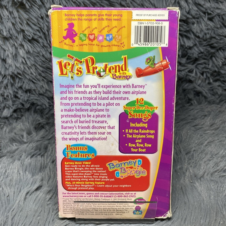 Barney - Lets Pretend With Barney VHS Tape 2004 White Tape Classic ...