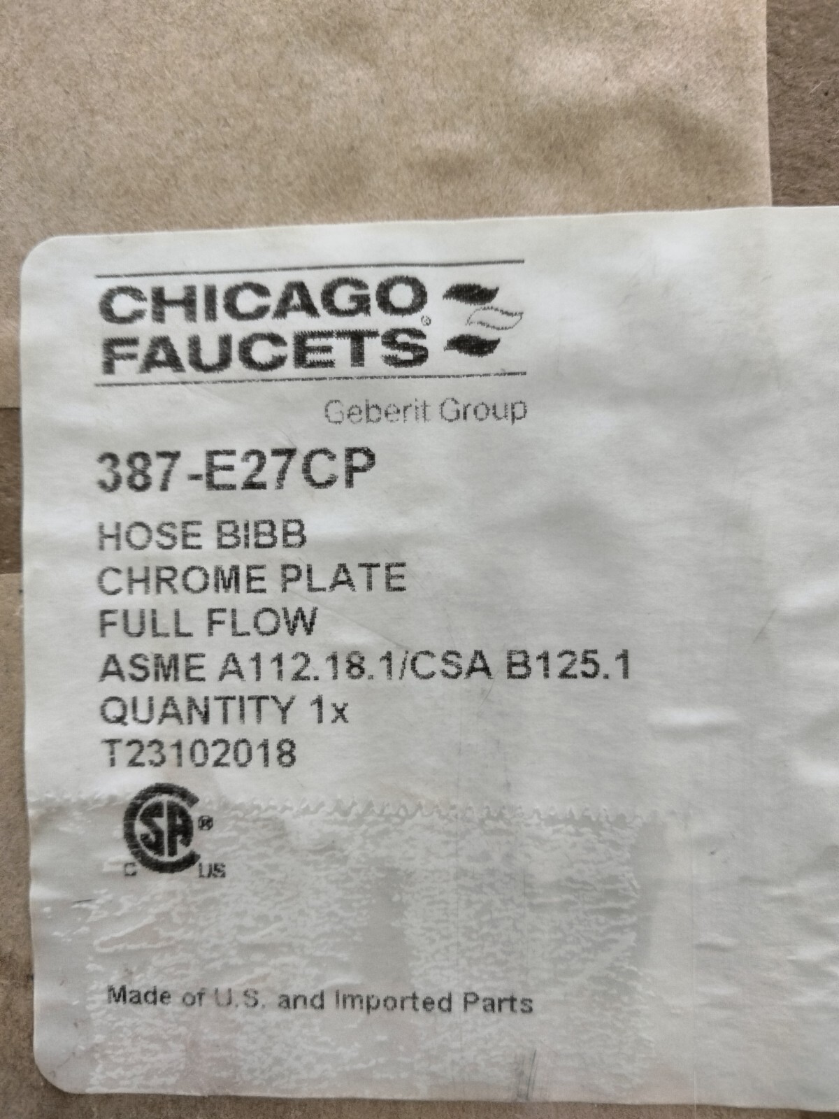 Chicago Faucets 387-E27CP Hose Bibb Chrome Full-Flow Inside Sill ...