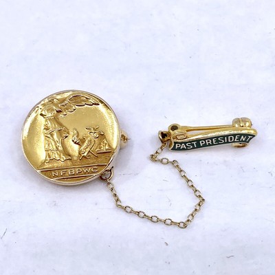 14K Yellow Gold NFBPWC Past President Dual Pin/Brooch 2.09DWT ...