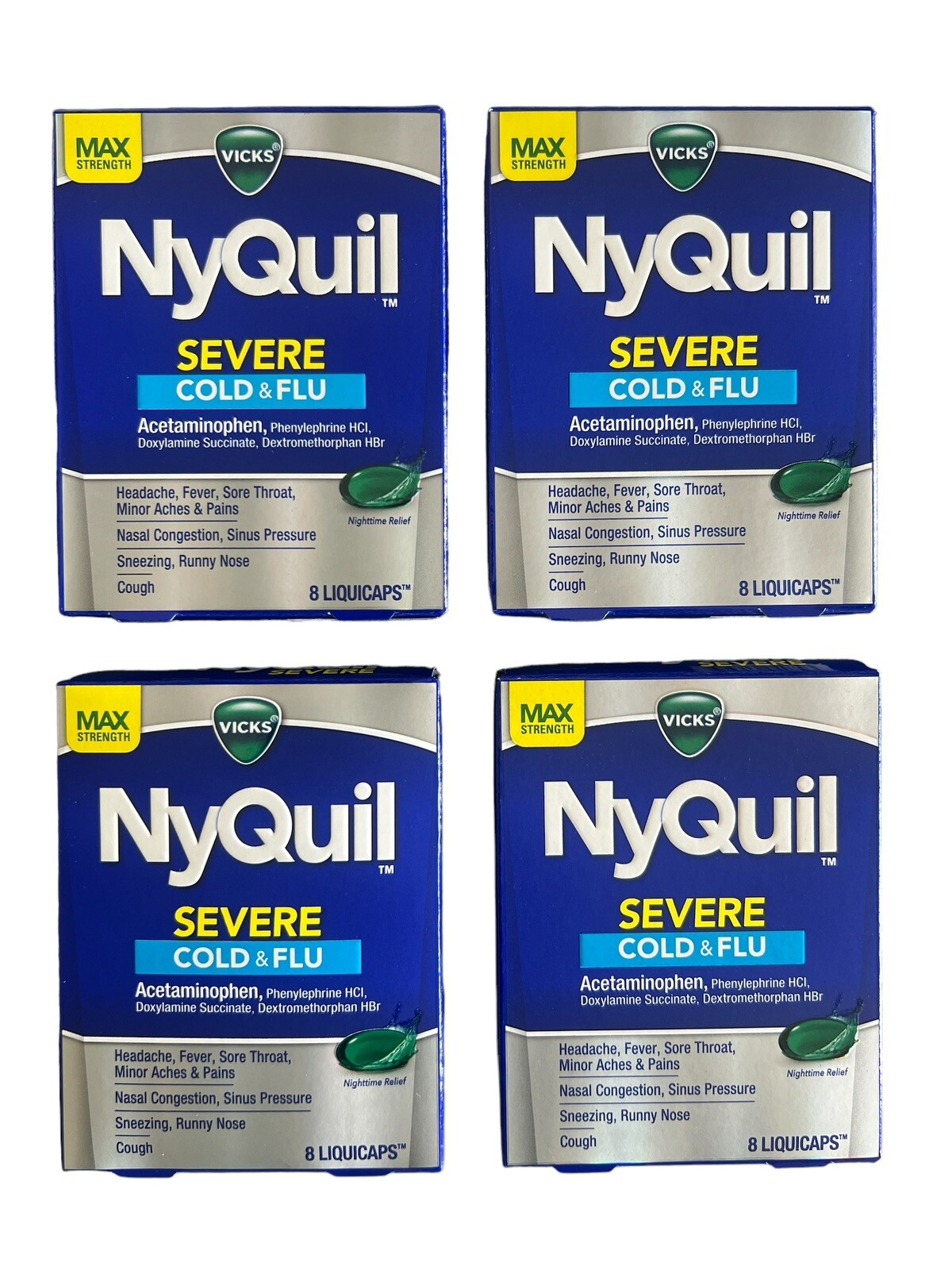 Vicks Max Strength Nyquil Severe Cold and Flu, 32 LiquiCaps EXP 03/25 ...