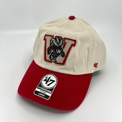 '47 Brand Wisconsin Badgers Hat Mens Large Fitted Beige Tan Baseball ...