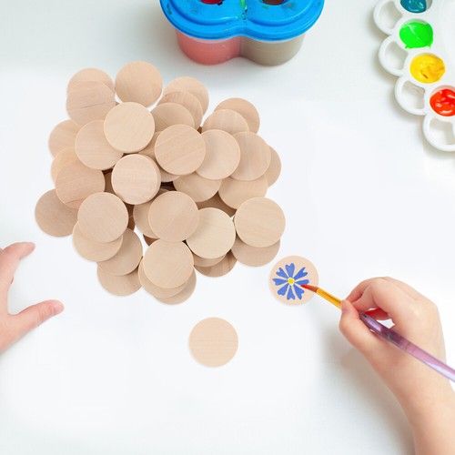 50 Pcs Solid Wood Round Chips Small Discs Log Circles Craft Rounds | eBay