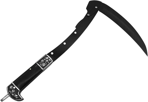 All-Black Sharp Edge Folding Scythe with Wooden Handle - Two Section ...