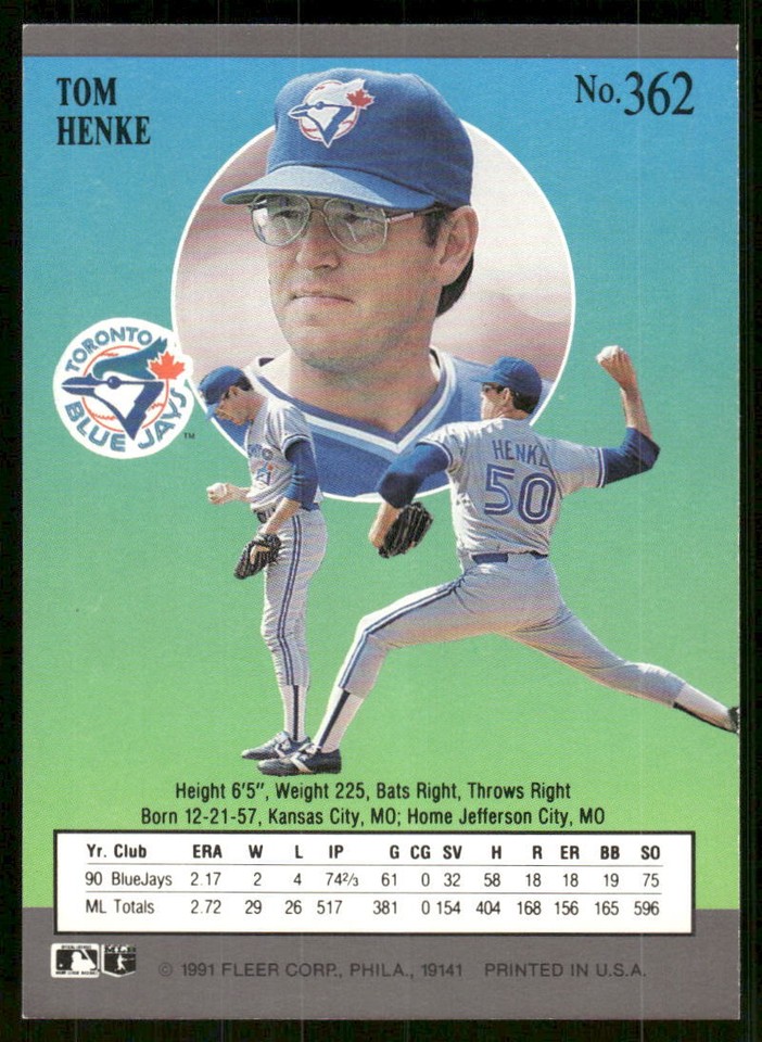 1991 Ultra #362 Tom Henke | eBay