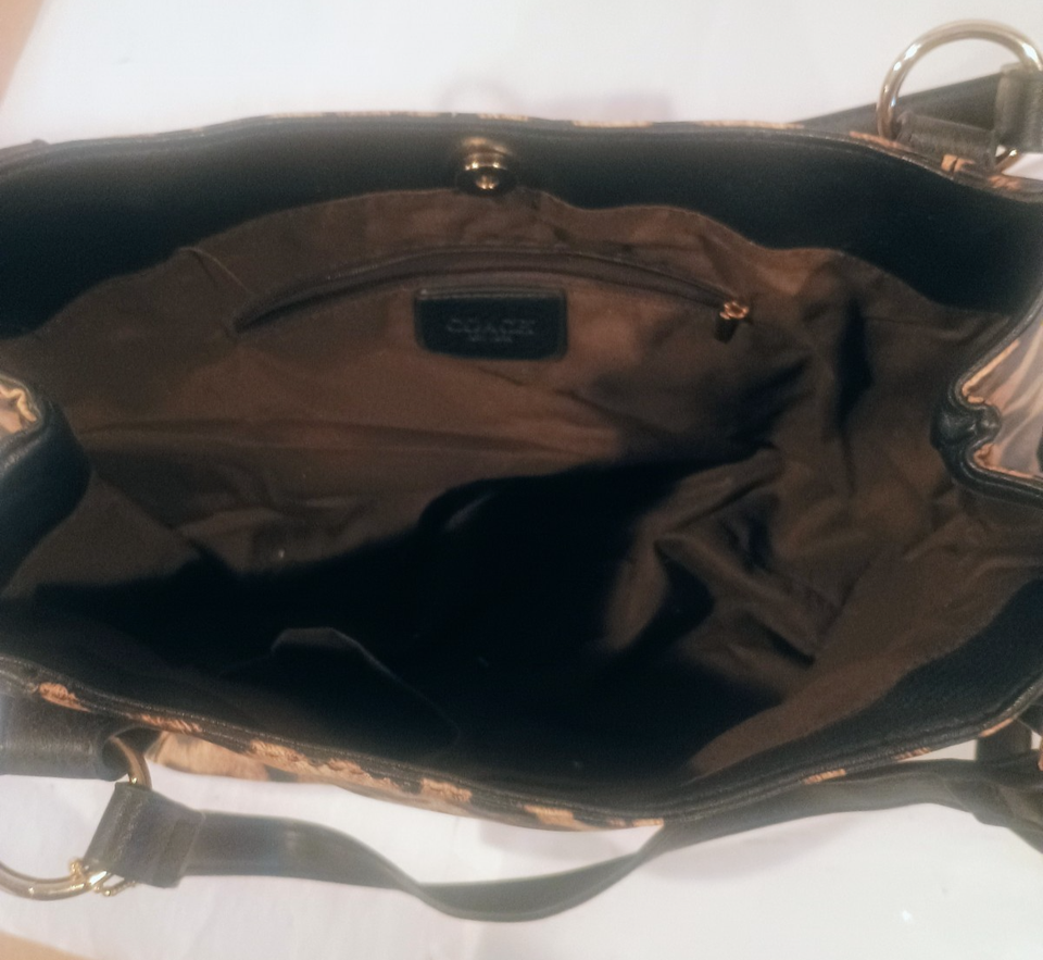 Coach Leather Handbag Leopard Print - 13", Expandable w/Shoulder, Hand ...