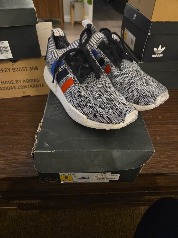 ADIDAS NMD R1 PK TRI COLOR STRIPES WHITE BLACK BLUE RED ULTRA BOOST ...