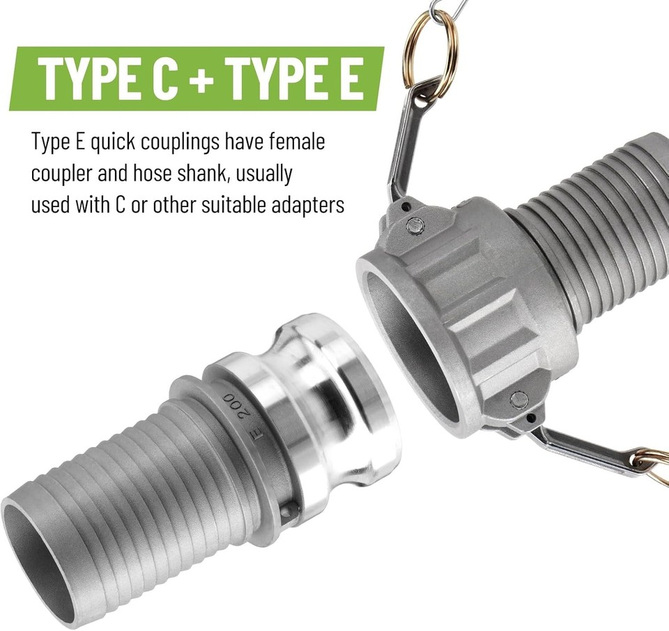 2 Sets Camlock Fittings Type C&E 2 Inch Aluminum Cam and Groove Hose ...