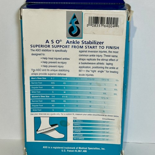ASO Ankle Stablizer #264004 Med Spec White Size Medium NIB | eBay