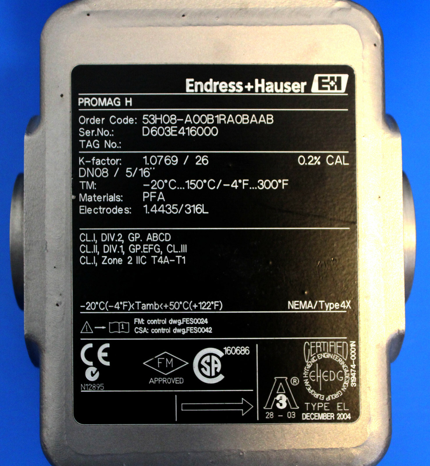Endress+Hauser Promag 53 / Promag H Electromagnetic Flowmeter 53H08 ...