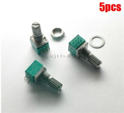 5Pcs B100K 100K Ohm 6 Pin Linear Rotary Potentiometer For Power ...