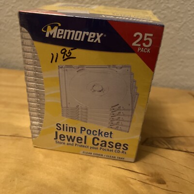 Memorex 25 Pack Slim Pocket Jewel Cases Clear Cover Clear Tray For ...