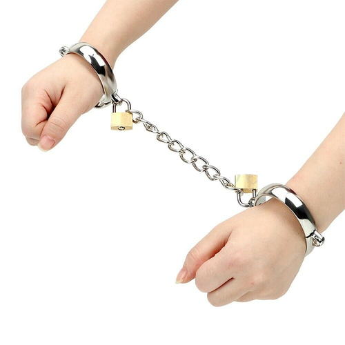 Bondage Metal Handcuffs Ankle Cuffs with Chain Lock Restraint Wrist ...