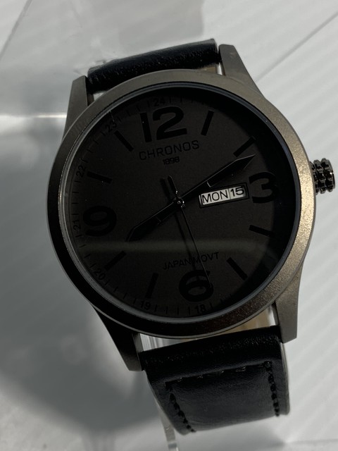 Chronos 1898 Dark Gray Dial Black Leather Band Men's Watch for sale ...