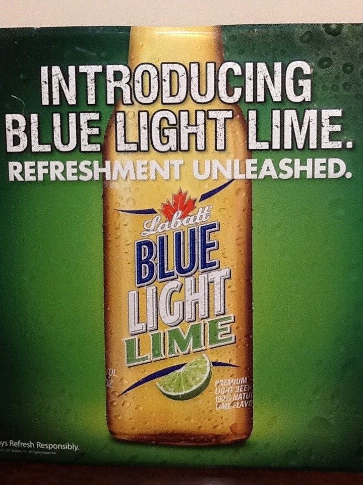 LABATT BLUE LIGHT LIME EMBOSSED TIN BEER SIGN 20 × 20 | eBay