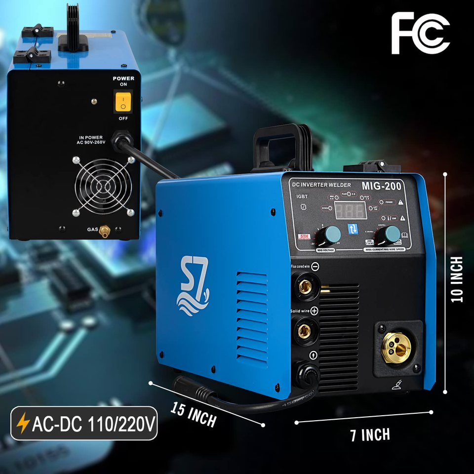 S7 200Amp MIG Welder - 4 in 1 Multiprocess Welding Machine for Gas ...