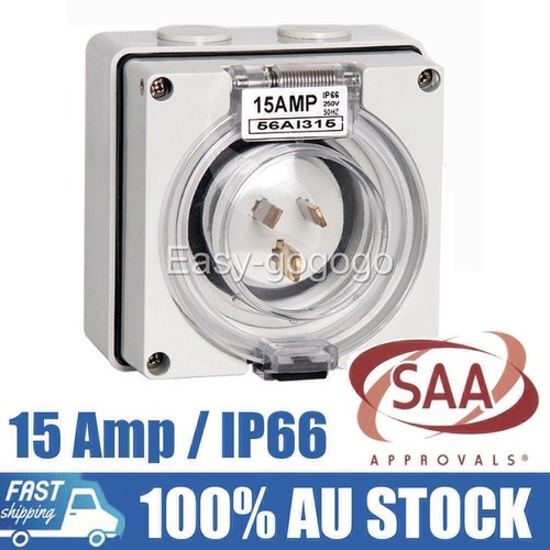 15AMP 250V 3 Pin Power Inlet Socket IP66 Waterproof Motorhome Caravan ...