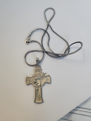 925 Sterling Silver High Definition Pendant Necklace Jesus Crown of ...