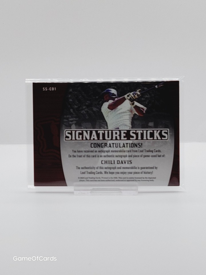 2024 Leaf Lumber CHILI DAVIS Game-Used Bat Relic Auto Autograph /3 | eBay