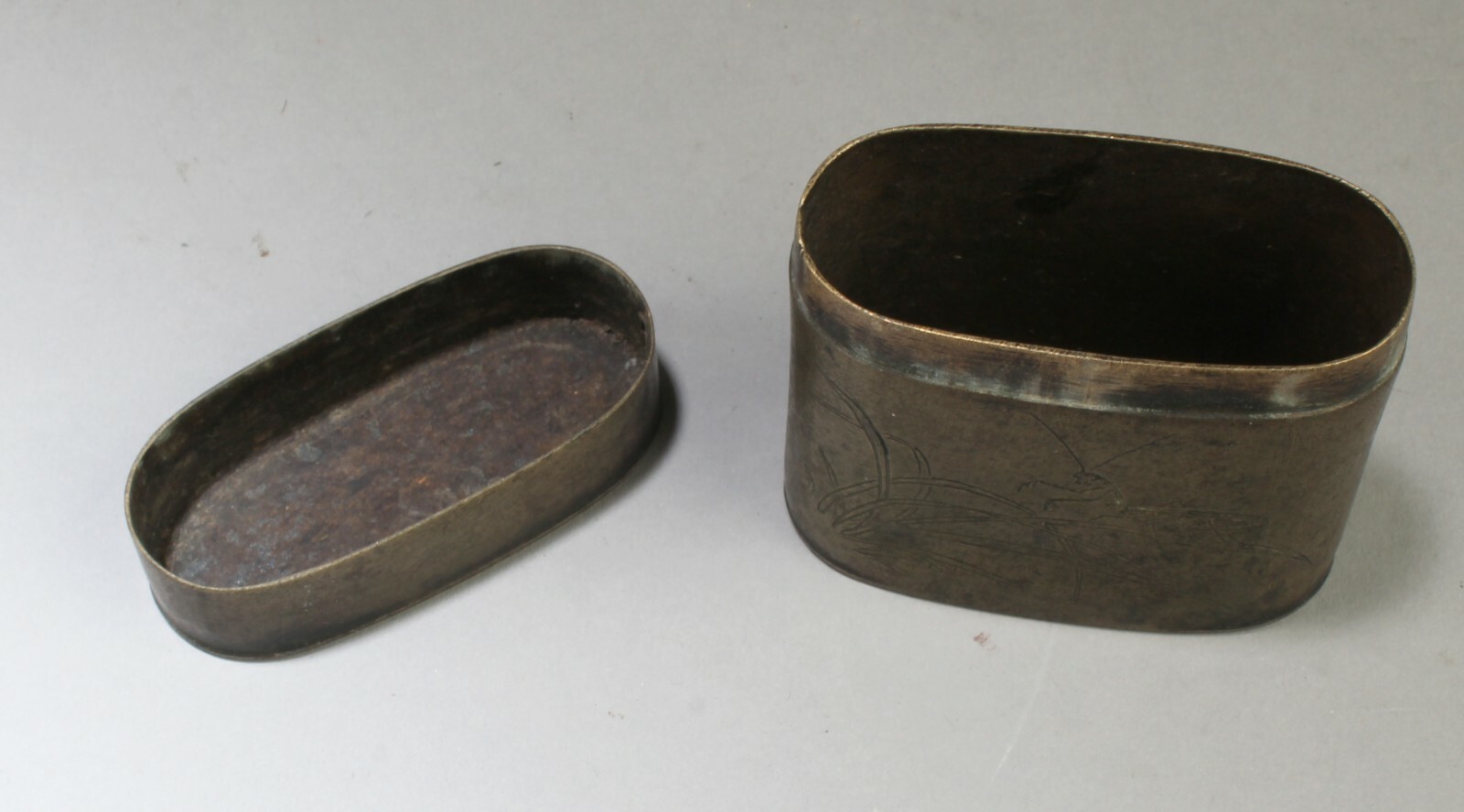 Antique Chinese Bronze Oval Shaped Box | eBay